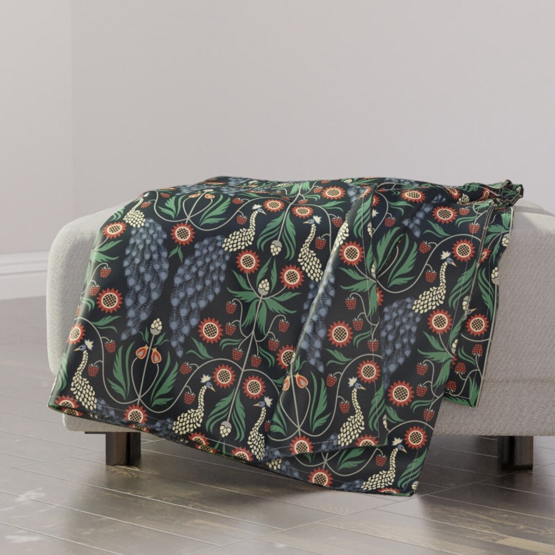 Victorian Peacock Throw Blanket Peacocks and Flowers by Cafelab ...