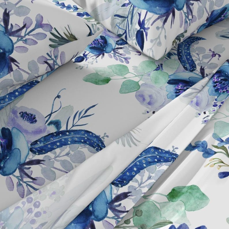 Watercolor Birds Sheets - Hummingbirds by Dawn_leblanc - Blue Green ...