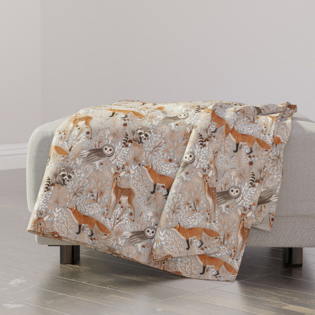 Nature Throw Blanket Brown-forest-animals by Gomboc Deer - Etsy
