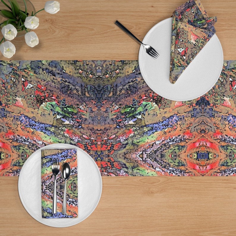 Abstract Table Runner Abstract Painting Fall Colors by - Etsy
