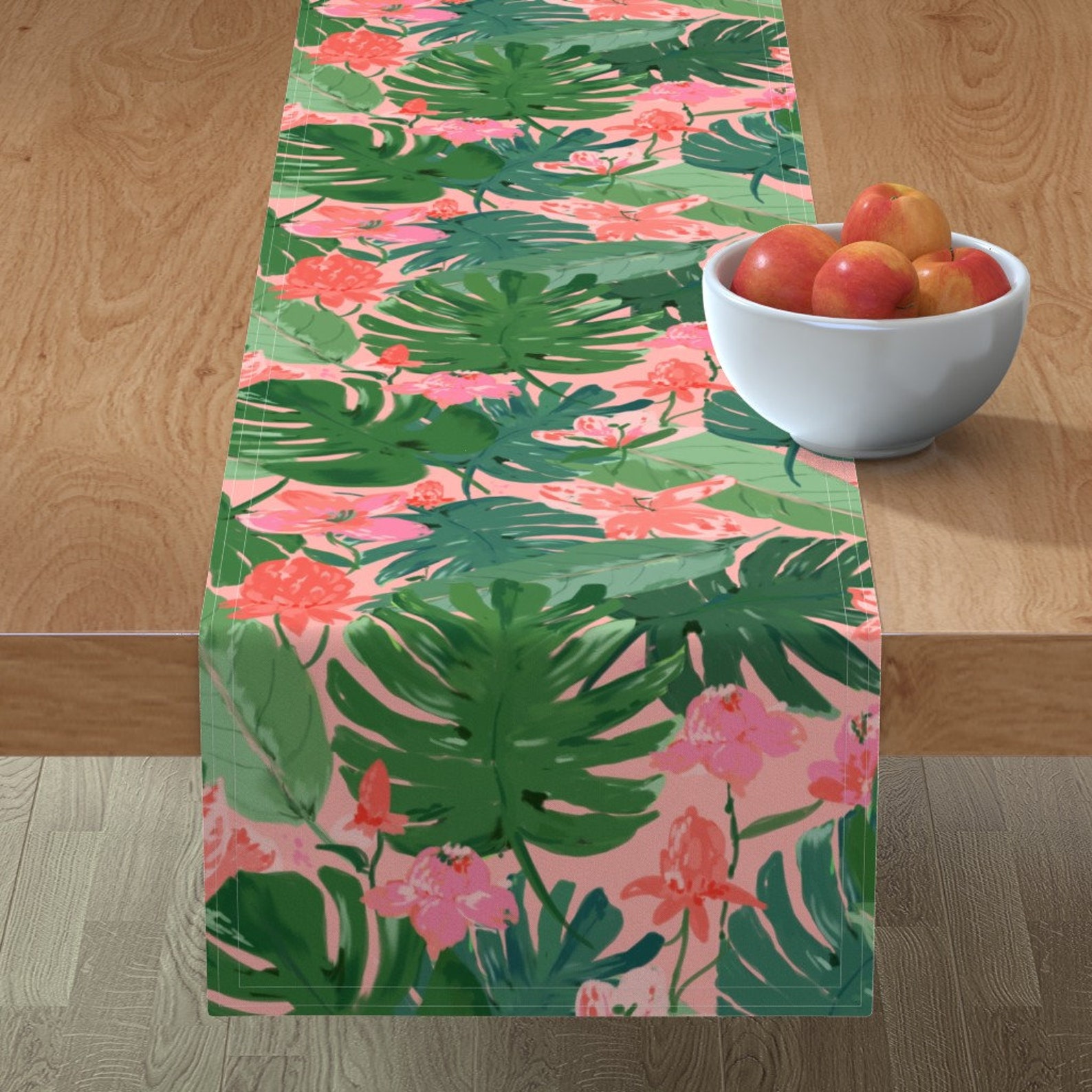Tropical Foliage Table Runner Floral Coral & Pink by - Etsy