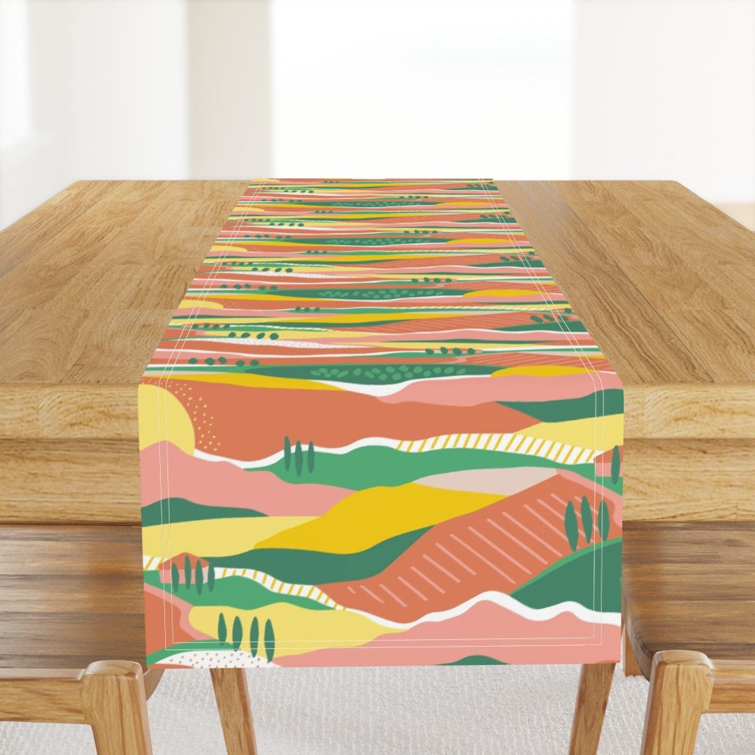 Abstract Landscape Table Runner Sunny Tuscany by Revista Coral Yellow ...
