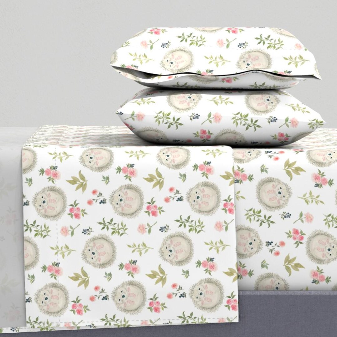 Hedgehog Sheets - Sweet Little Hedgehog by Mintpeony - Modern Floral ...