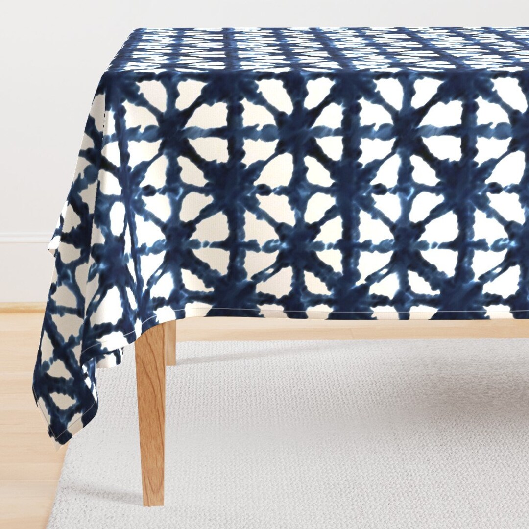 Indigo Shibori Tablecloth Tie Dyed Triangle Squares by ...