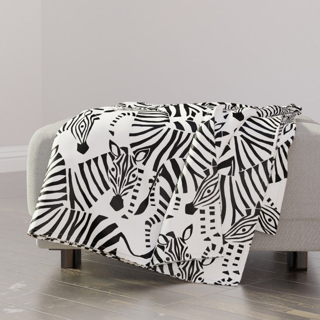 Abstract Zebra Throw Blanket Zebra Black and White by Heleen_vd ...