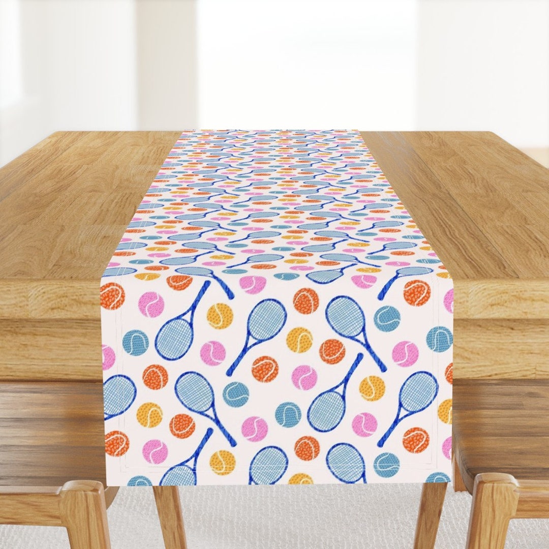 Colorful Tennis Table Runner - Court Sport Exercise Athlete Whimsical ...