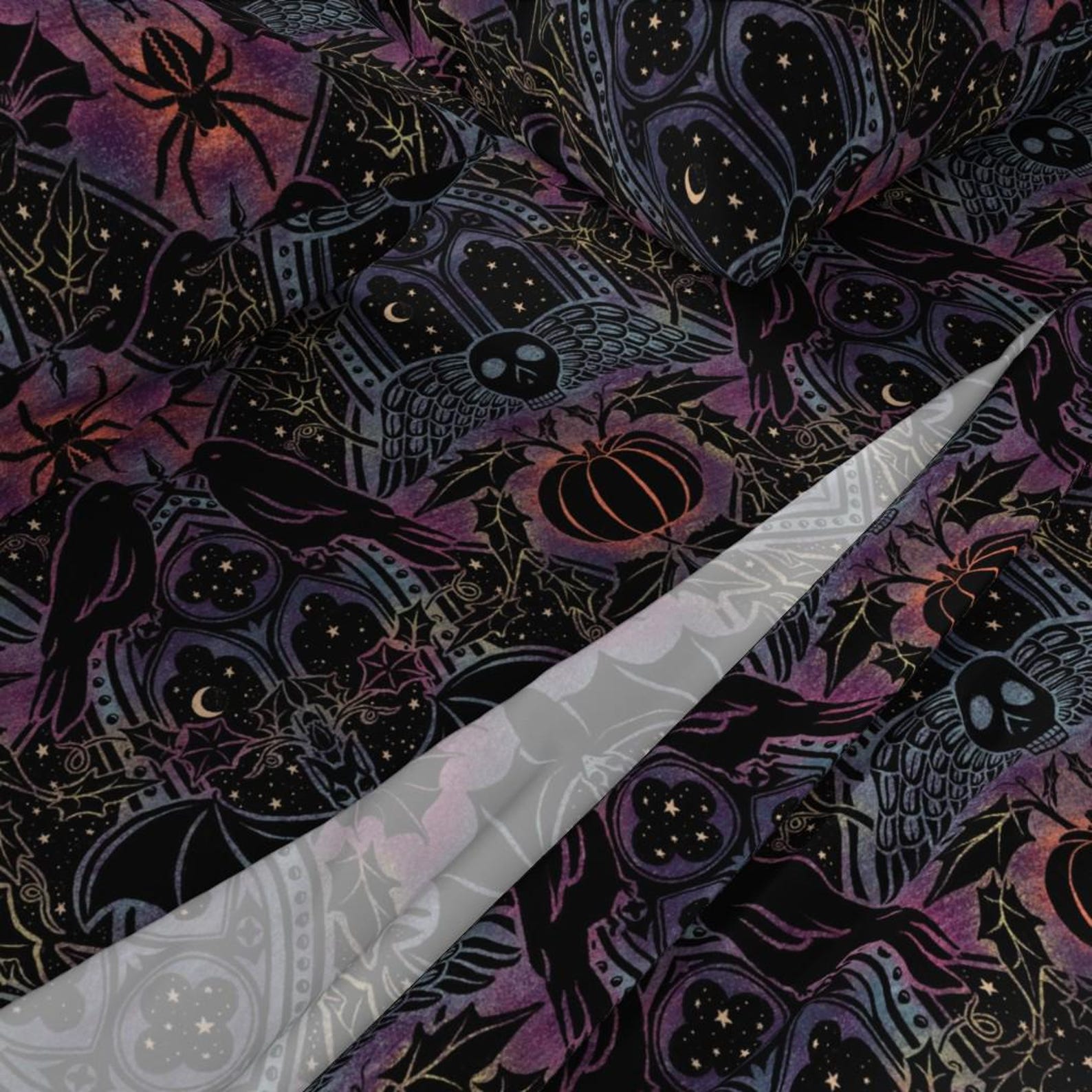 Raven Sheets - Dark Gothic Large Scale by Byre_wilde - Damask Spooky ...