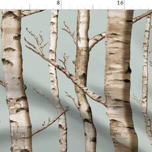 Rustic Trees Curtain Panel - Birch Grove in Overcast by ...