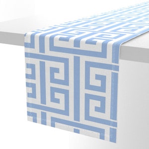 Blue Preppy Table Runner - Greek Key by Vivdesign - Geometric ...