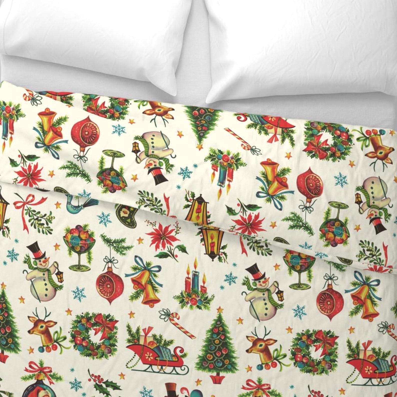 Vintage Christmas Bedding - Retro Christmas by Red_raspberry_design ...