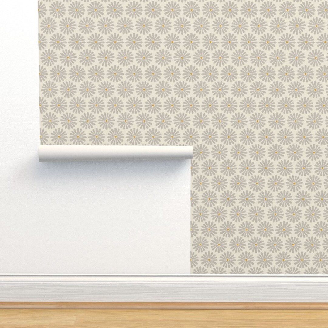 Neutral Daisy Commercial Grade Wallpaper Daisy Pinwheels by Nancy ...