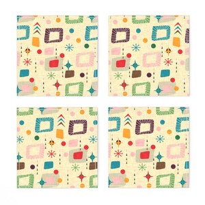 Retro 1950s Cocktail Napkins set of 4 1950s Atomic Pattern - Etsy