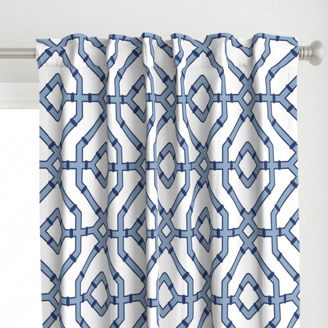 Chinoiserie Trellis Curtain Panel - Blue White Maximalist ...