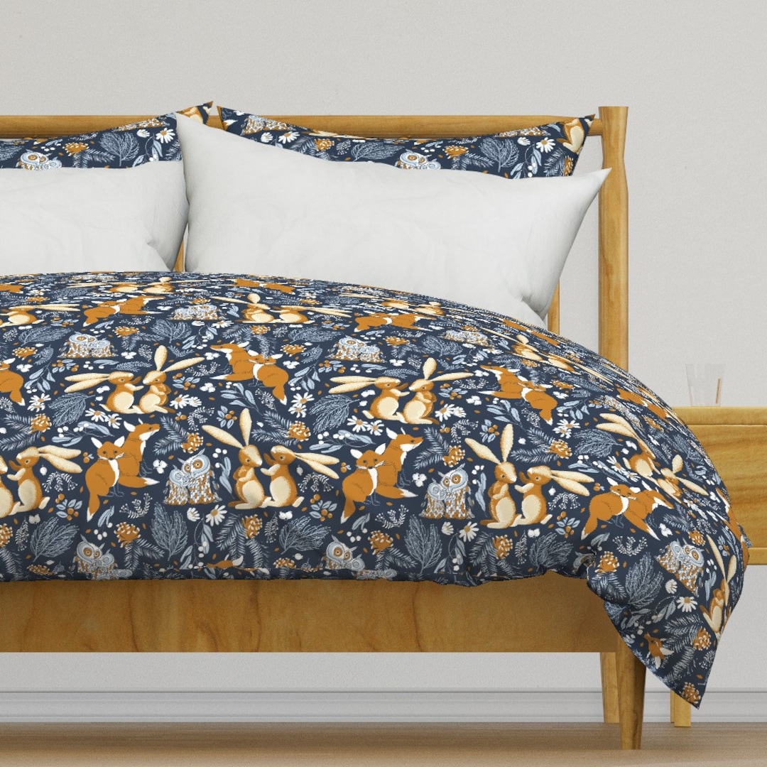 Woodland Animals Bedding A Cozy Night by Cjldesigns Fox Rabbit Owl Pine ...