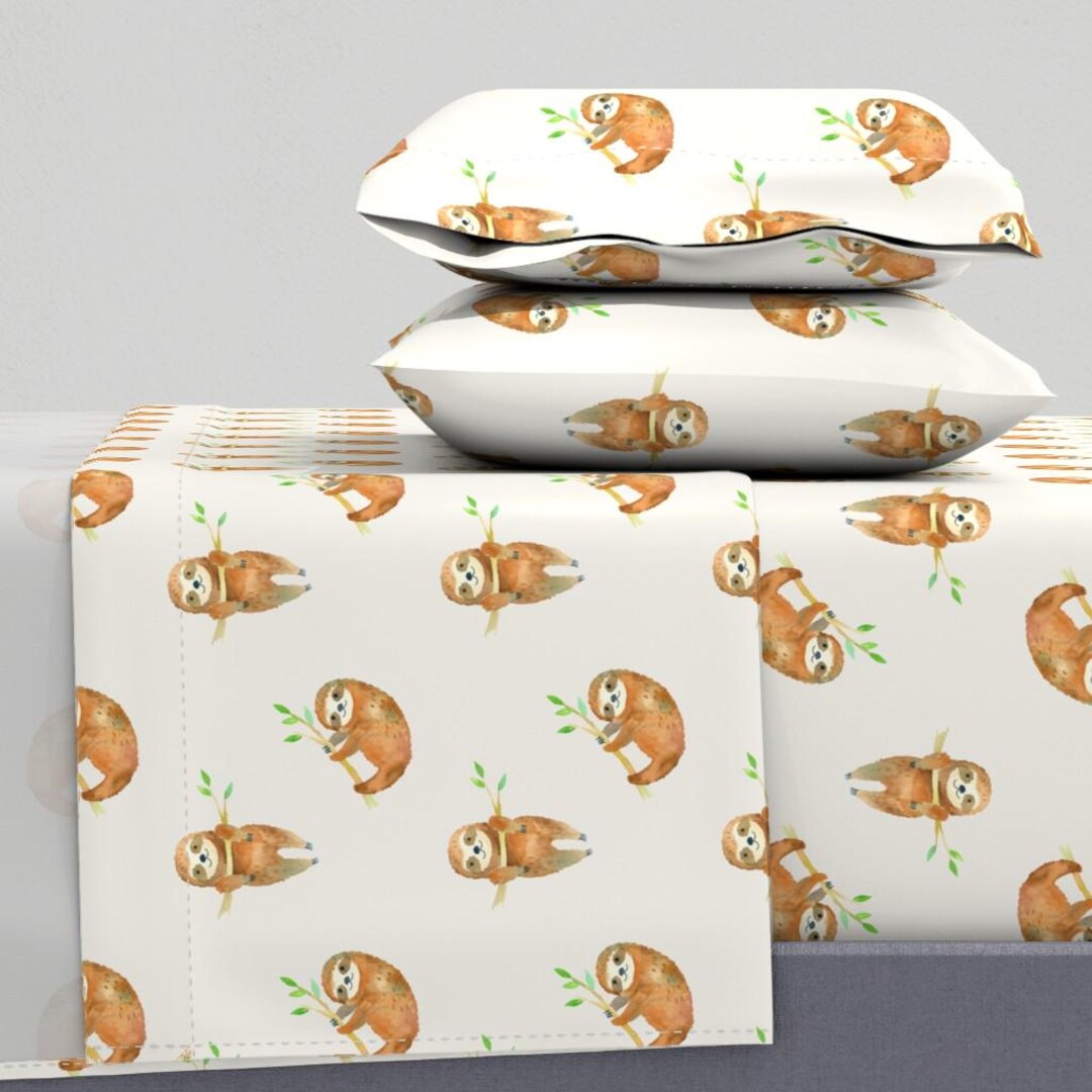 Neutral Sheets - Baby Sloths by Hipkiddesigns - White Baby Sloth Sloths ...