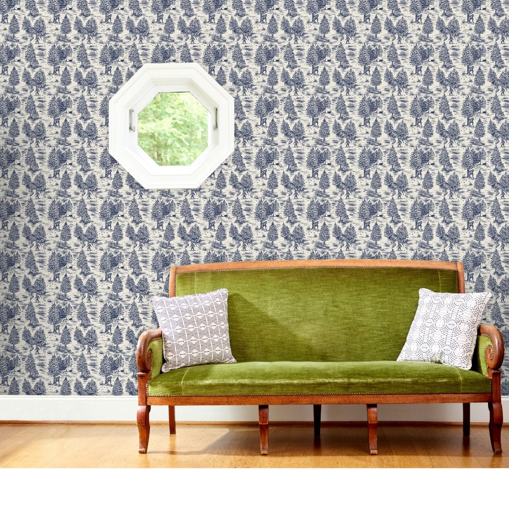 Blue Sasquatch Non-pasted Wallpaper Bigfoot Camping Toile - Bigfoot ...