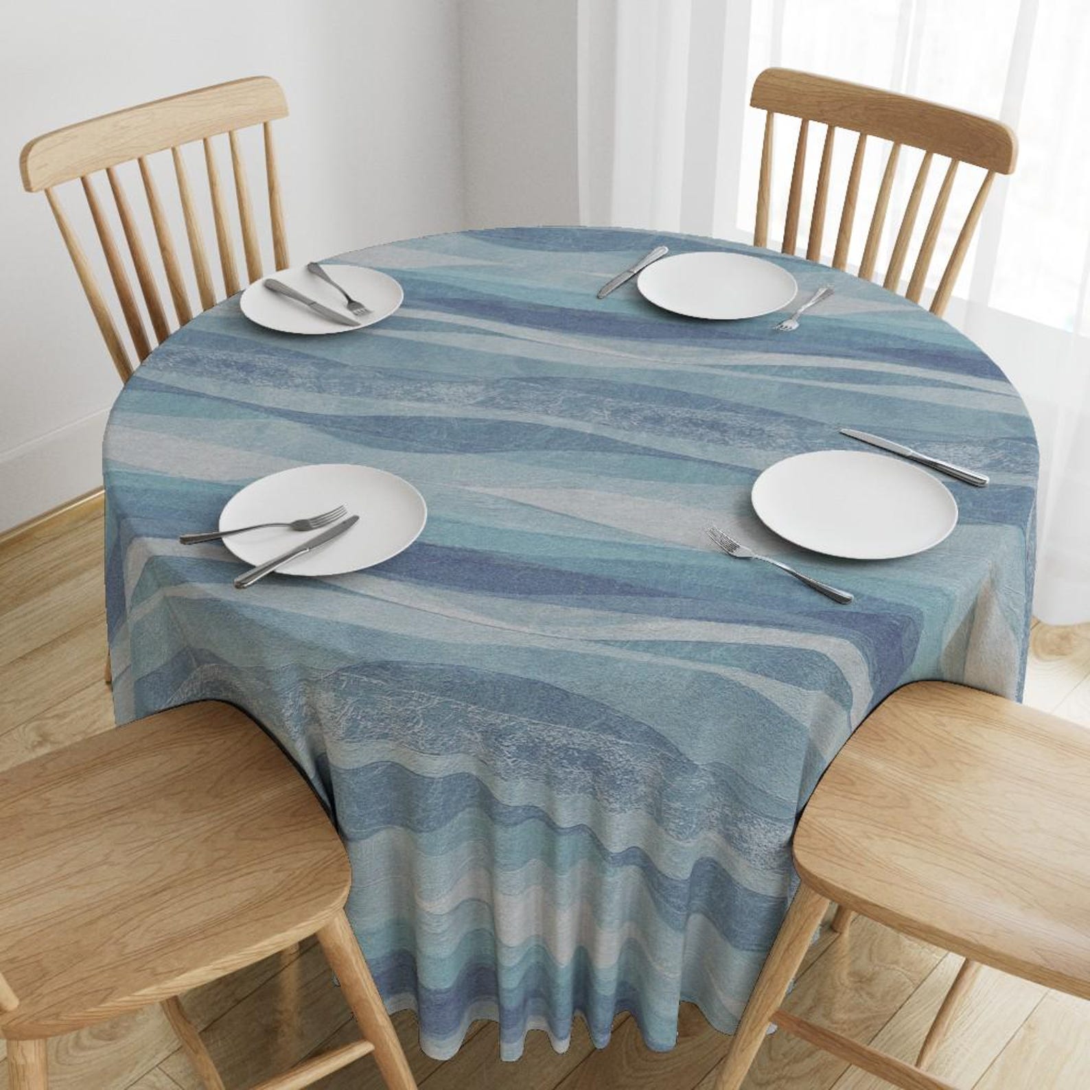 Abstract Ocean Wave Tablecloth - Wave Sky Blue by Wren_leyland ...