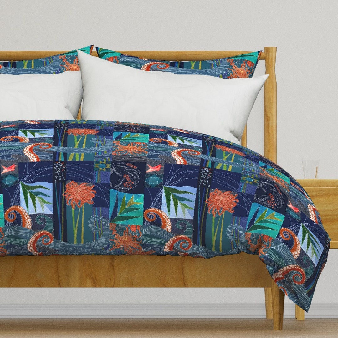 Japanese Motifs Duvet Cover Japanese Nature Nurture Quilt by - Etsy