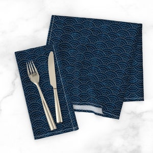 Japanese Dinner Napkins set of 2 Sashiko Seikaiha Ocean Waves by Bonnie ...