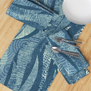 Abstract Ocean Table Runner - Navy Landscape Hill by Wren_leyland ...