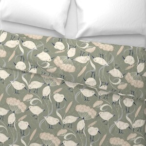 Sandpiper Bedding - Coastal Green by Hupu - Lakeside Coastal Birds Cow ...