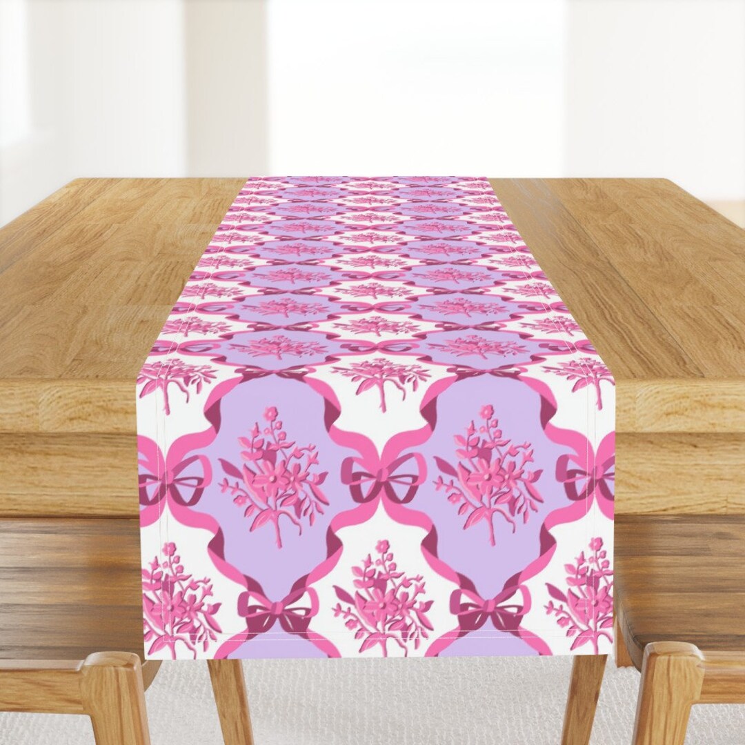 Princess Damask Table Runner Ribbons Flowers Bows by - Etsy