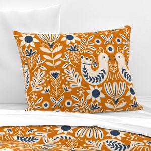 Birds Bedding Scandinavian Folk Birds Floral by Trendy_creation_prints ...