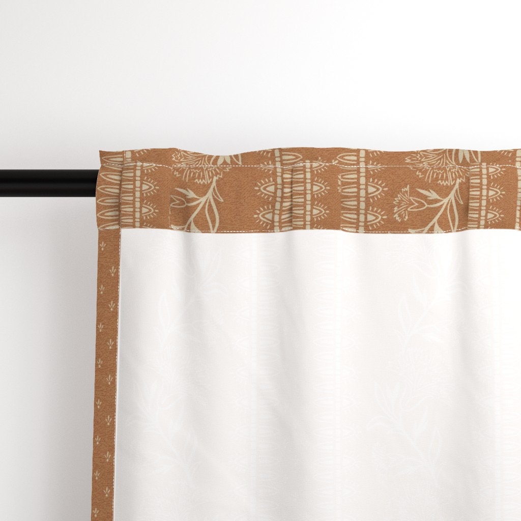 Block Print Curtain Panel - Indian Floral Border Print Traditional ...