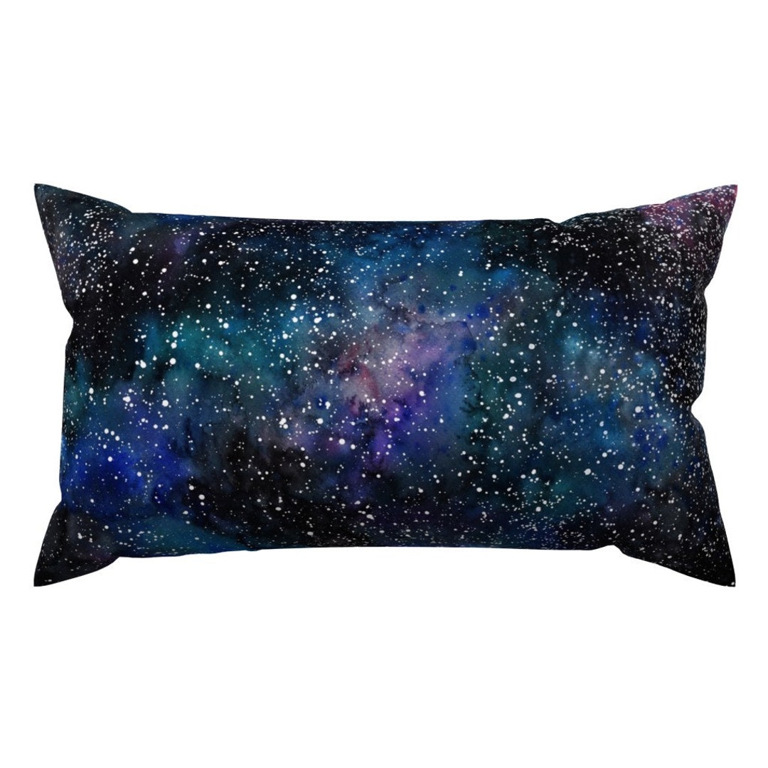 Celestial Watercolor Lumbar Pillow - Astronomy Space Starry Sky Galaxy ...