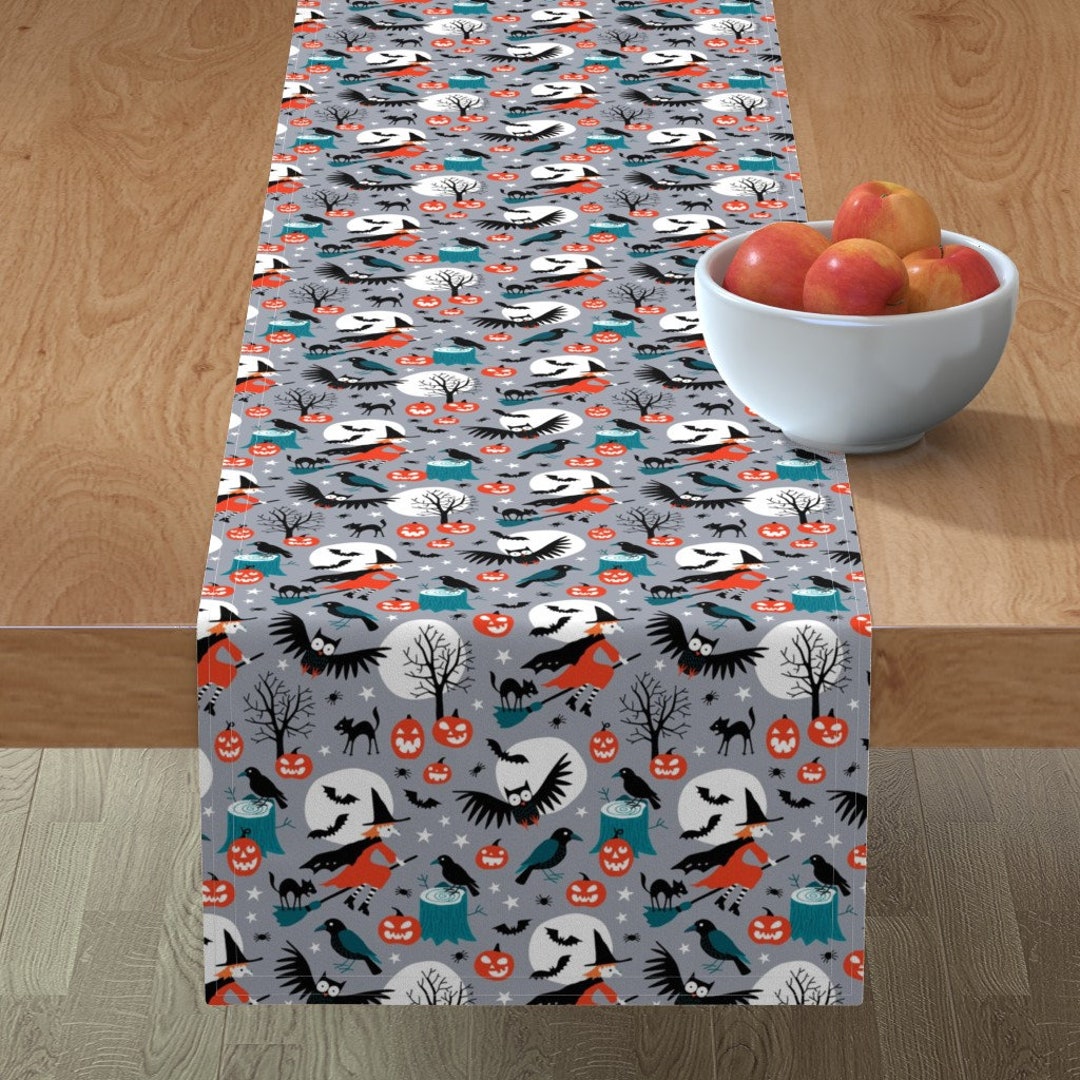 Halloween Table Runner Witches With Full Moon by - Etsy