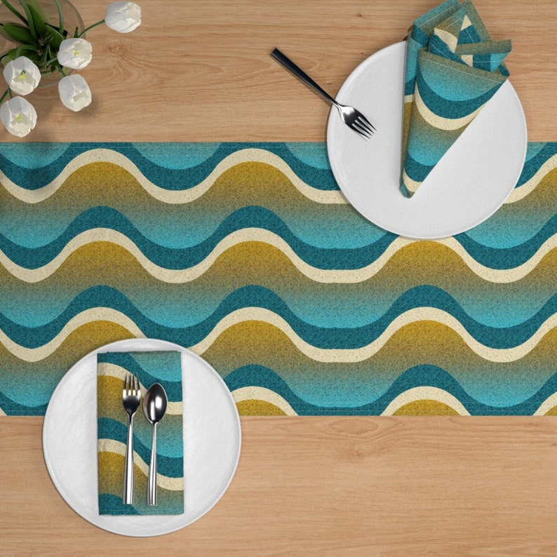 Waves Table Runner Art Deco In Yellow by chicca_besso | Etsy
