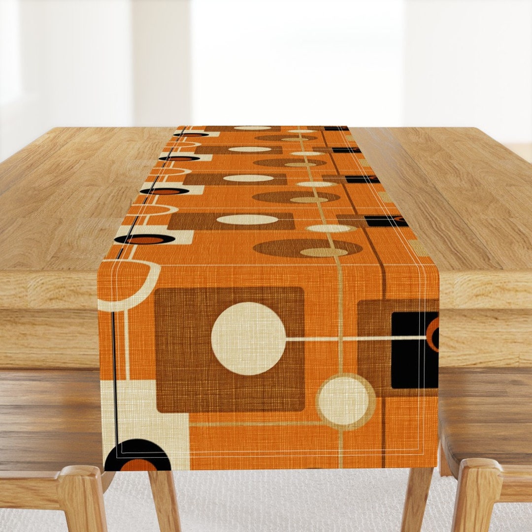 Mid Century Modern Table Runner - Vintage Inspired Orange Black ...