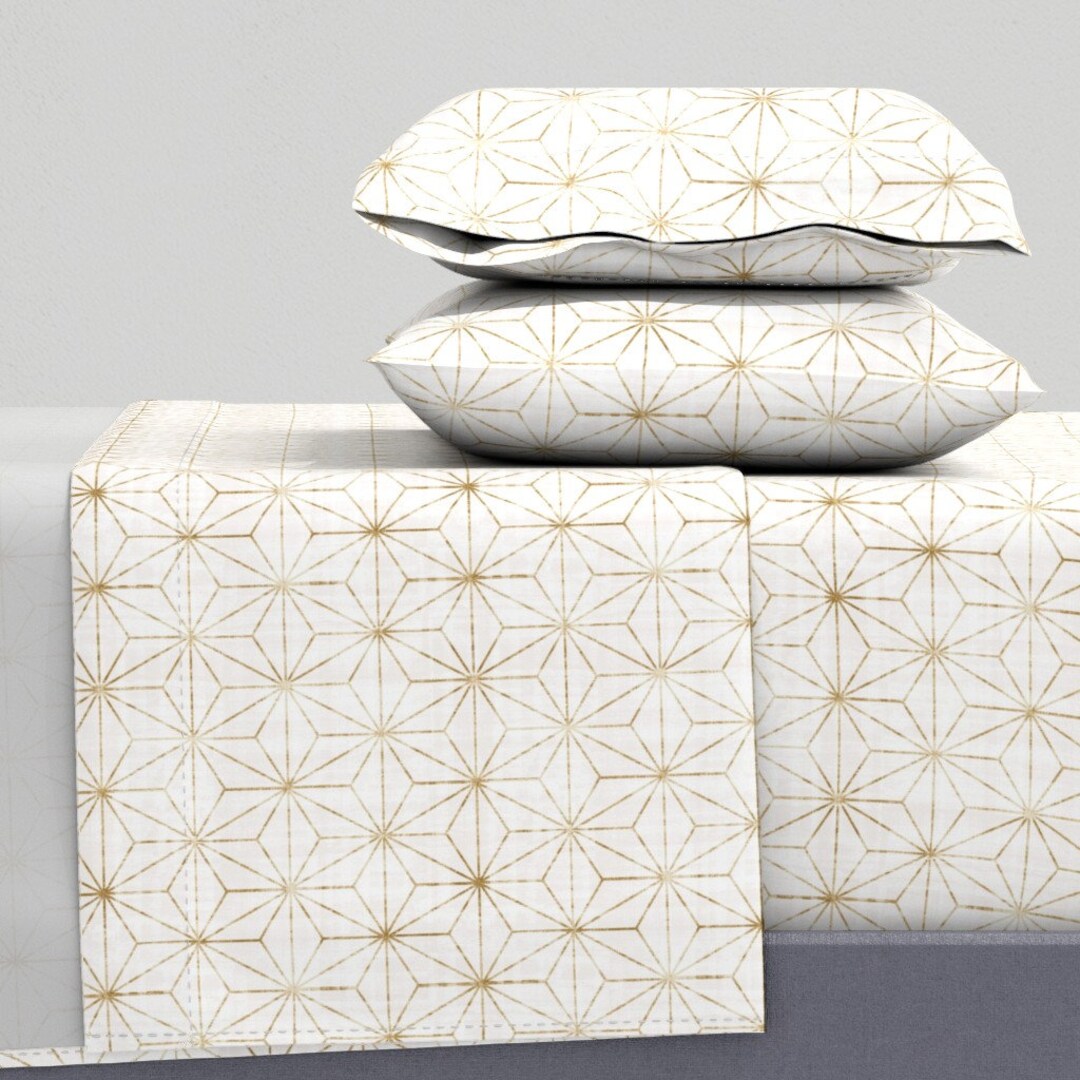 Geometric Stars Sheets Star Geo Cream by Crystal_walen Faux Gold Look ...