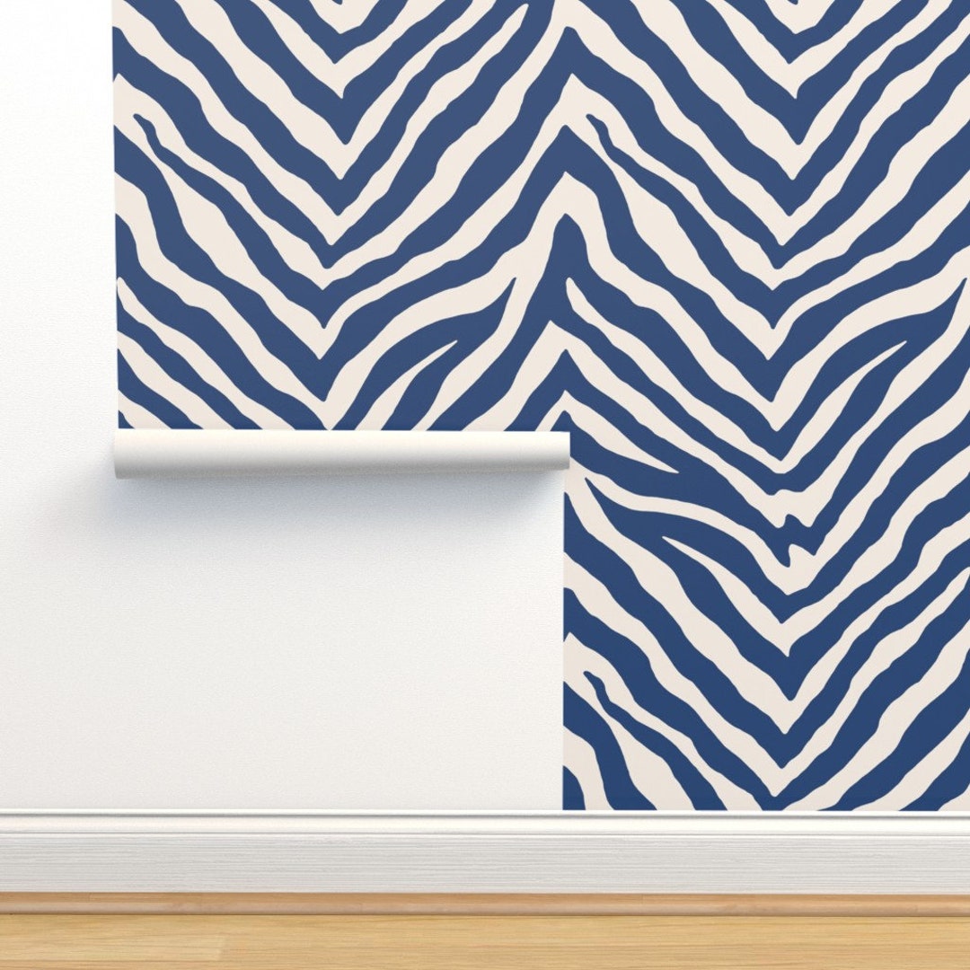 Blue Zebra Stripe Non-pasted Wallpaper Animal Print Safari - Zebra in ...