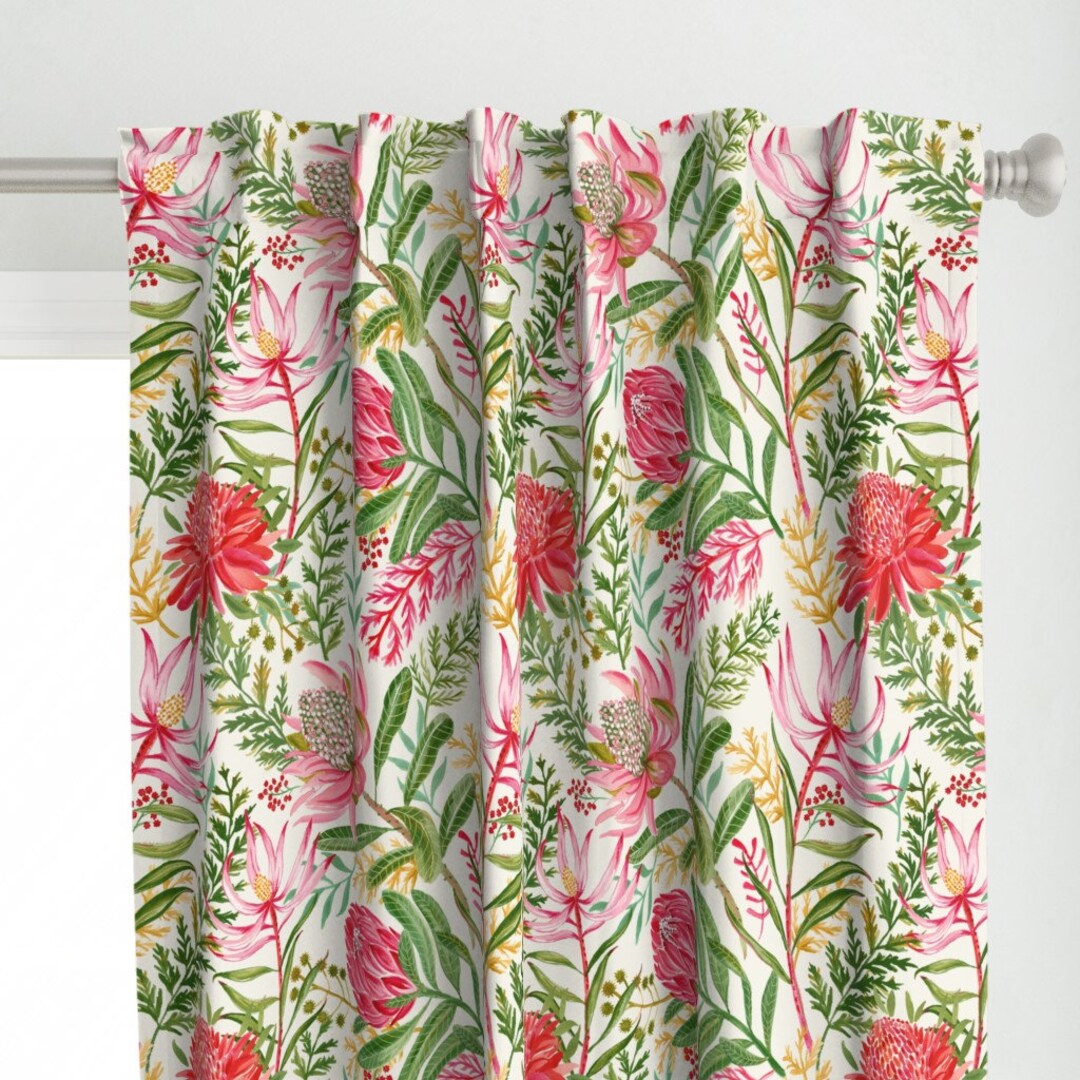 Tropical Flora Curtain Panel Handpainted Botanicals by Hnldesigns ...