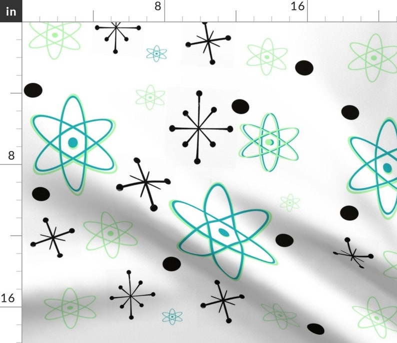 Atomic Tea Towels set of 2 Atomic Stars Turquoise by | Etsy