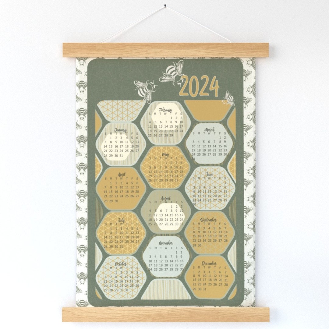 Beehive Wall Hanging Bees 2024 Calendar by Annettechabidonstudio ...