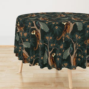 Tiger Chinoiserie Tablecloth - Tiger & Peacock by Sveta_aho - Bengal ...