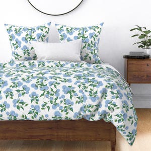Hydrangea Floral Bedding - Hydrangea Blue by Chrissyink - Blue Green ...