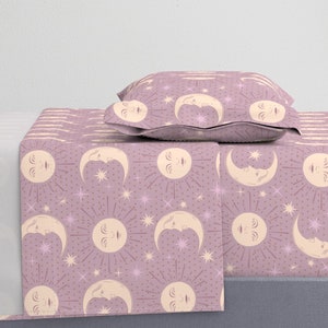 Boho Celestial Sheets Moons and Suns by Paisleyanddot_llc Mauve Beige ...
