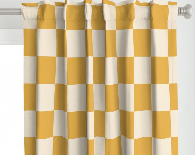 Retro Yellow Check Upholstery Fabric Mustard Yellow Check by Emily ...