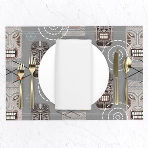 Mid Century Placemats set of 2 Tiki Town Retro Gray by - Etsy