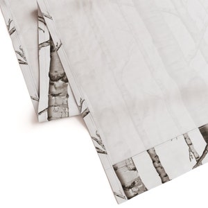 Woodland Forest Curtain Panel - Birch Forest on White by ...