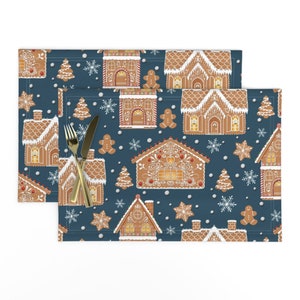 Christmas Placemats set of 2 Gingerbread Houses by Jennifernichols ...