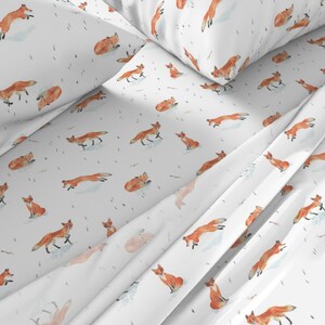 Watercolor Fox Sheets Winter Fox large by Shelbyallison Woodland ...
