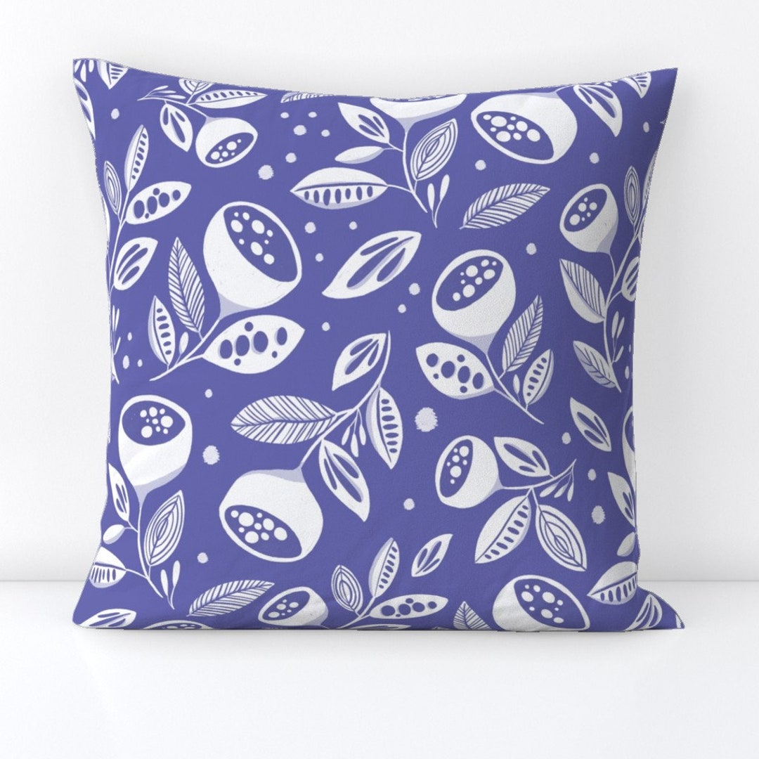 Periwinkle Botanical Throw Pillow - Periwinkle Floral by Papricastudio ...