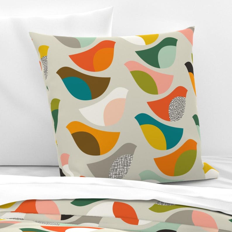 Mod Birds Bedding - Midmod Migrators by Katerhees - Mid Century Spring ...