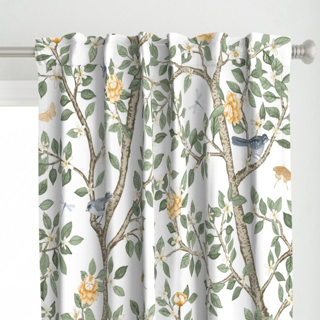 Chinoiserie Curtain Panel Elsie's Garden by Danika_herrick Botanical ...