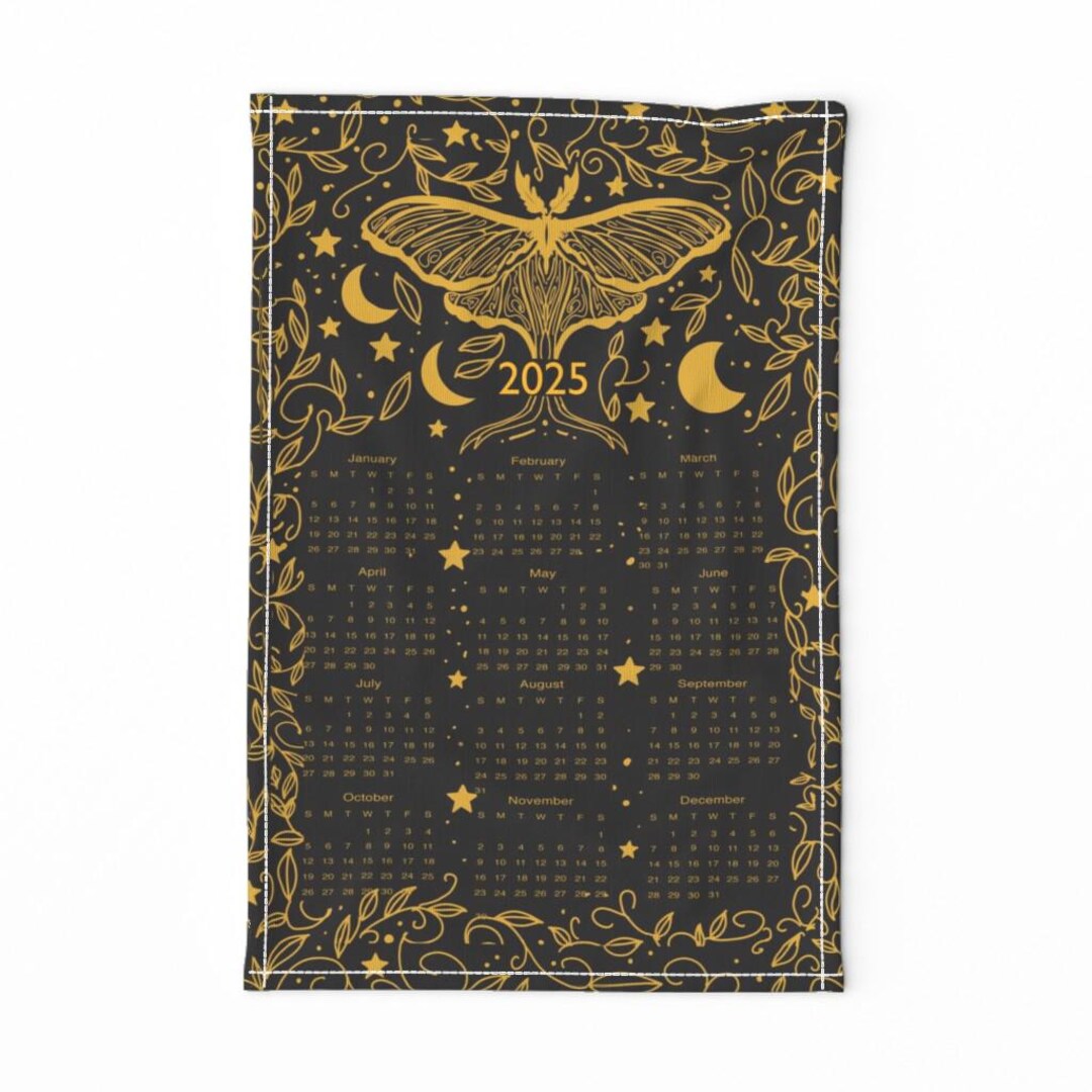 2025 Calendar Tea Towel - New Lunar Moth by Mitalimdesigns - Magic Moon ...