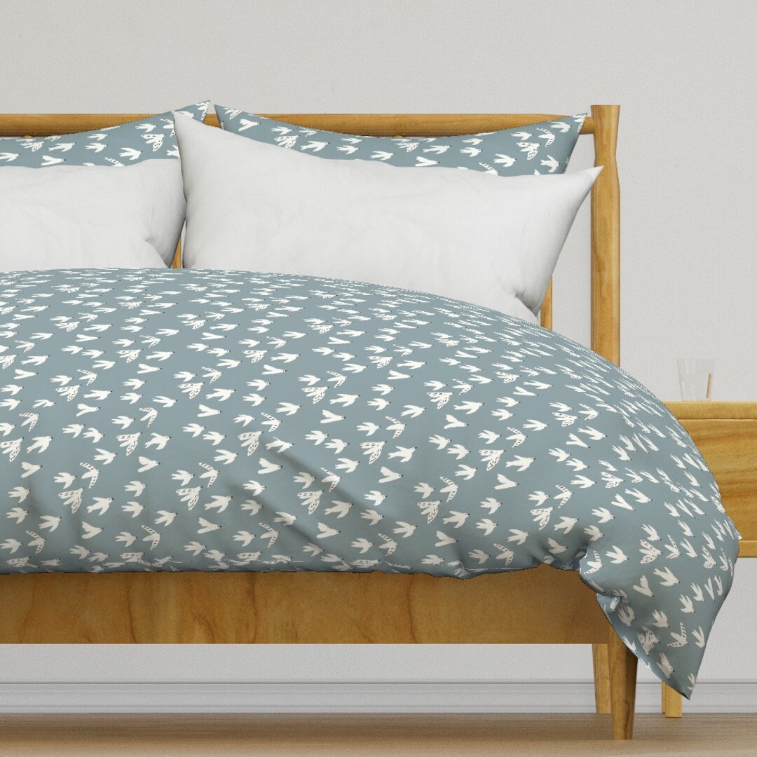 Slate Duvet Cover Swallows by Sage&finch Bird Birds Baby - Etsy